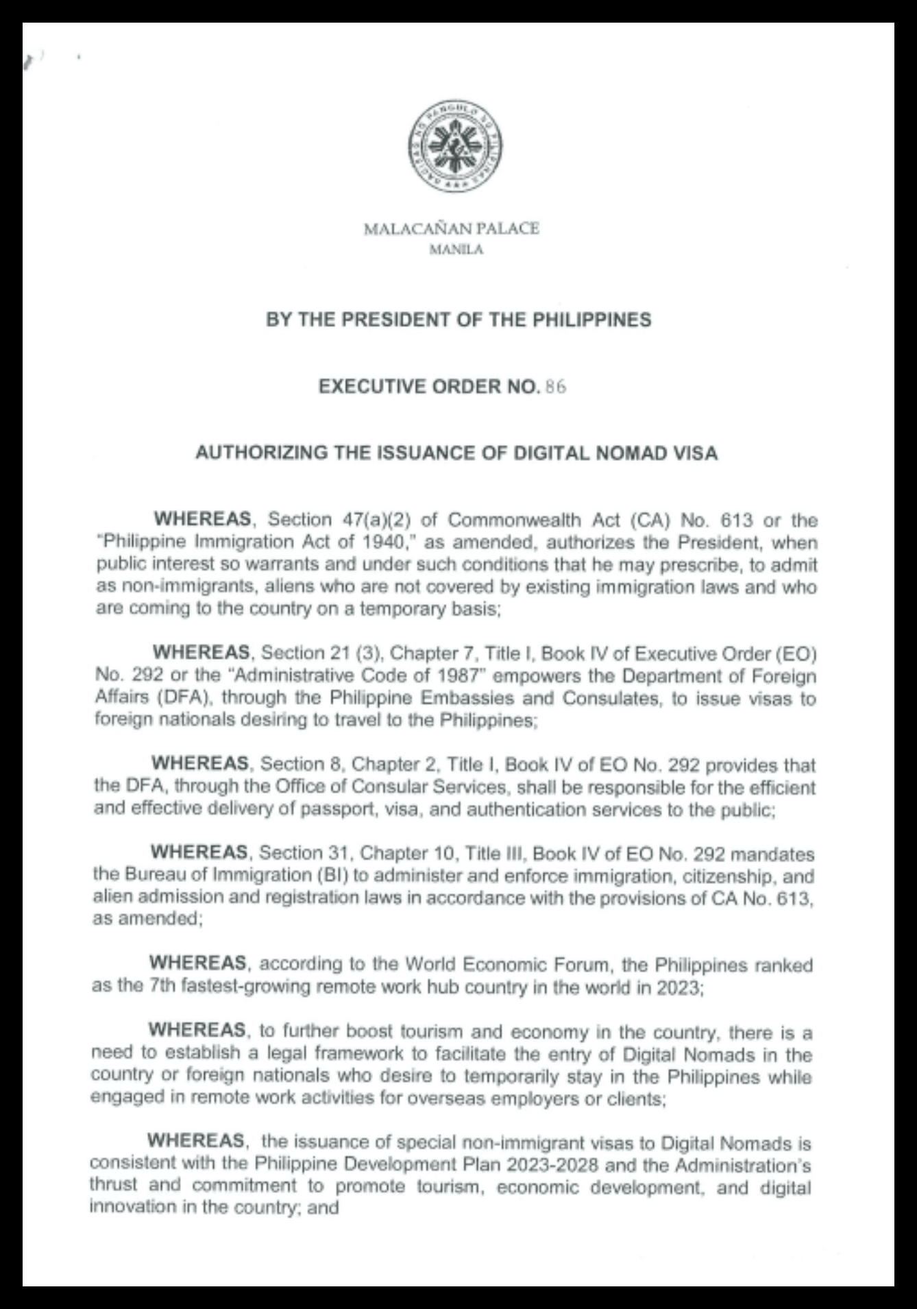 Pres. Marcos Jr. Greenlights Digital Nomad Visa for Foreigners - VisMin.ph